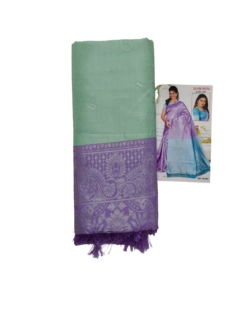 Silver pattu saree – J V Designers